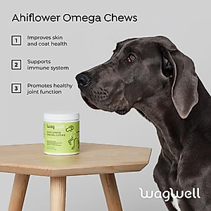 WagWell Ahiflower Omega Oil Dog Chews, Allergy and Itch, Mobility & Calming Chews for Dogs Bundle - Skin, Coat, Hip and Joint Supplement for Dogs - Itch and Anxiety Relief