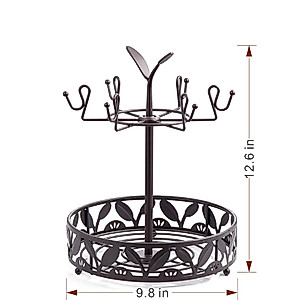 ALLCENER Mug Tree Countertop, Rotatable Mug Holder Stand, Coffee Pod Holder with Mug Rack, Coffee Mug Rack with 6 Hooks for Coffee Bar Counter Cabinets and Kitchen Organizer
