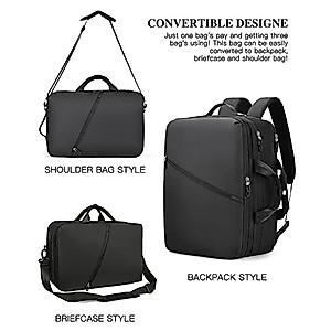 CoolBELL 3 in 1 Travel Backpack 17.3 Inches Laptop Backpack Weekender Casual Daypack Convertible Shoulder Bag Briefcase Water-proof Business Backpack for Men Women (Black)