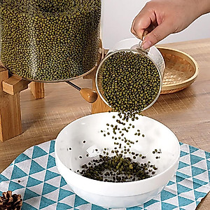 Xuthusman Capacity Airtight Glass Dry Food Storage Container Cereal Rice Dispenser w/Round Bamboo Lids & Cup & Stand (7.5L)