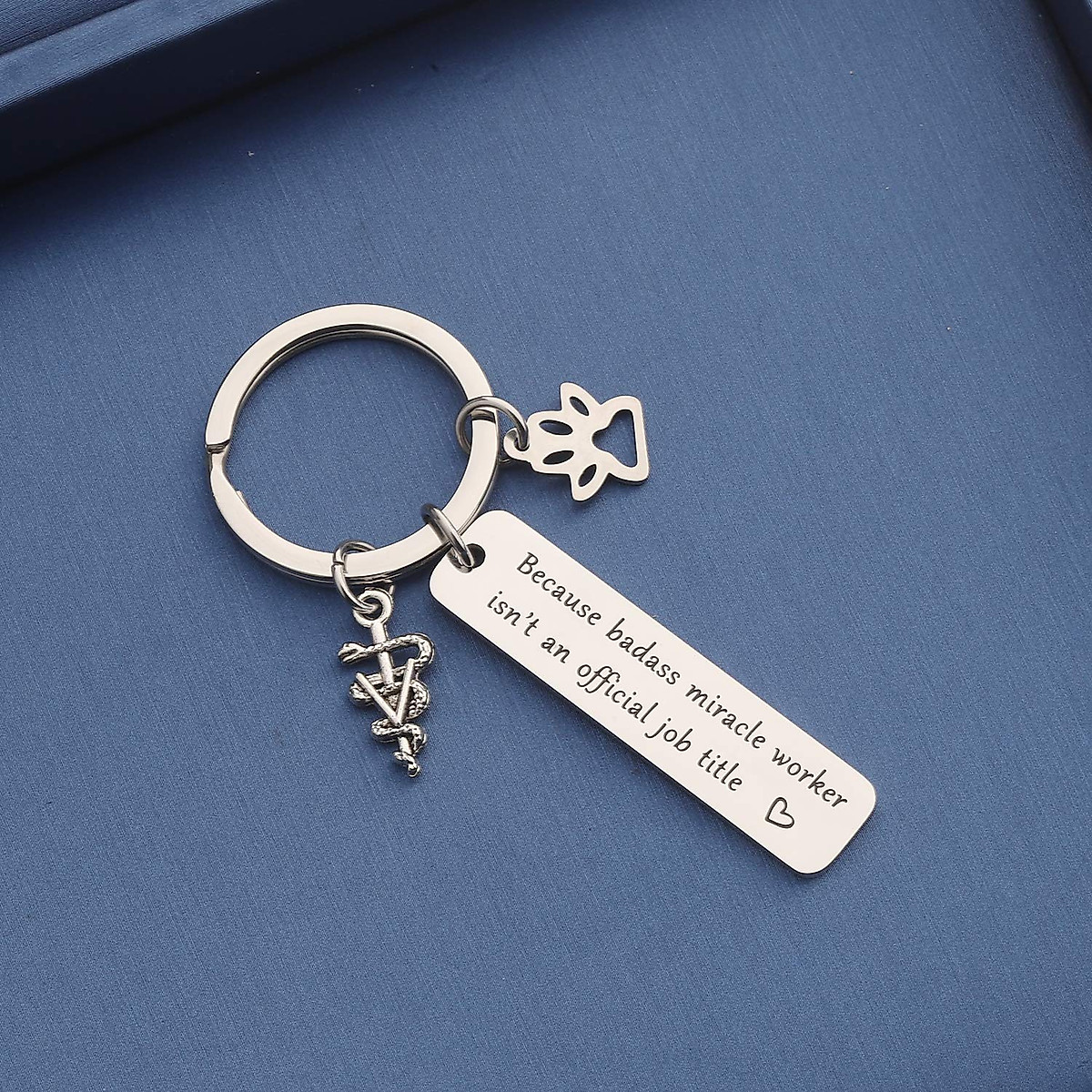 MYOSPARK Veterinarian Keychain Gift Because Badass Miracle Worker Isn't An Official Job Title Vet Tech Appreciation Gift Veterinary Medicine Jewelry (Veterinarian Keychain)