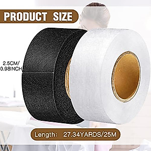 Outus Iron on Hem Tape Fabric Fusing Hemming Tape Wonder Web Adhesive Hem Tape for Pants Each 27 Yards, 2 Pack (Black, White, 1 Inch)