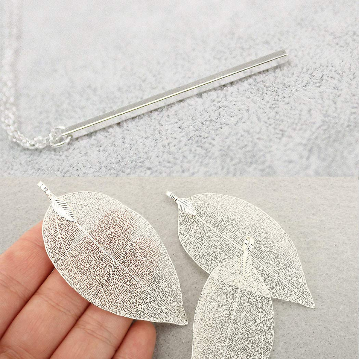 YQZIYOU 4 PCS Long Necklaces for Women - Fashion Pendant Necklace Jewelry, Silver Bar Feather Circle Leaf Lock Tassel Y Necklace Jewelry Set