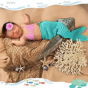 Janmercy Newborn Photography Props Baby Props Outfit Handmade Crochet Baby Outfit Tail Baby Photo Props Cute Photo Costume (Mermaid)