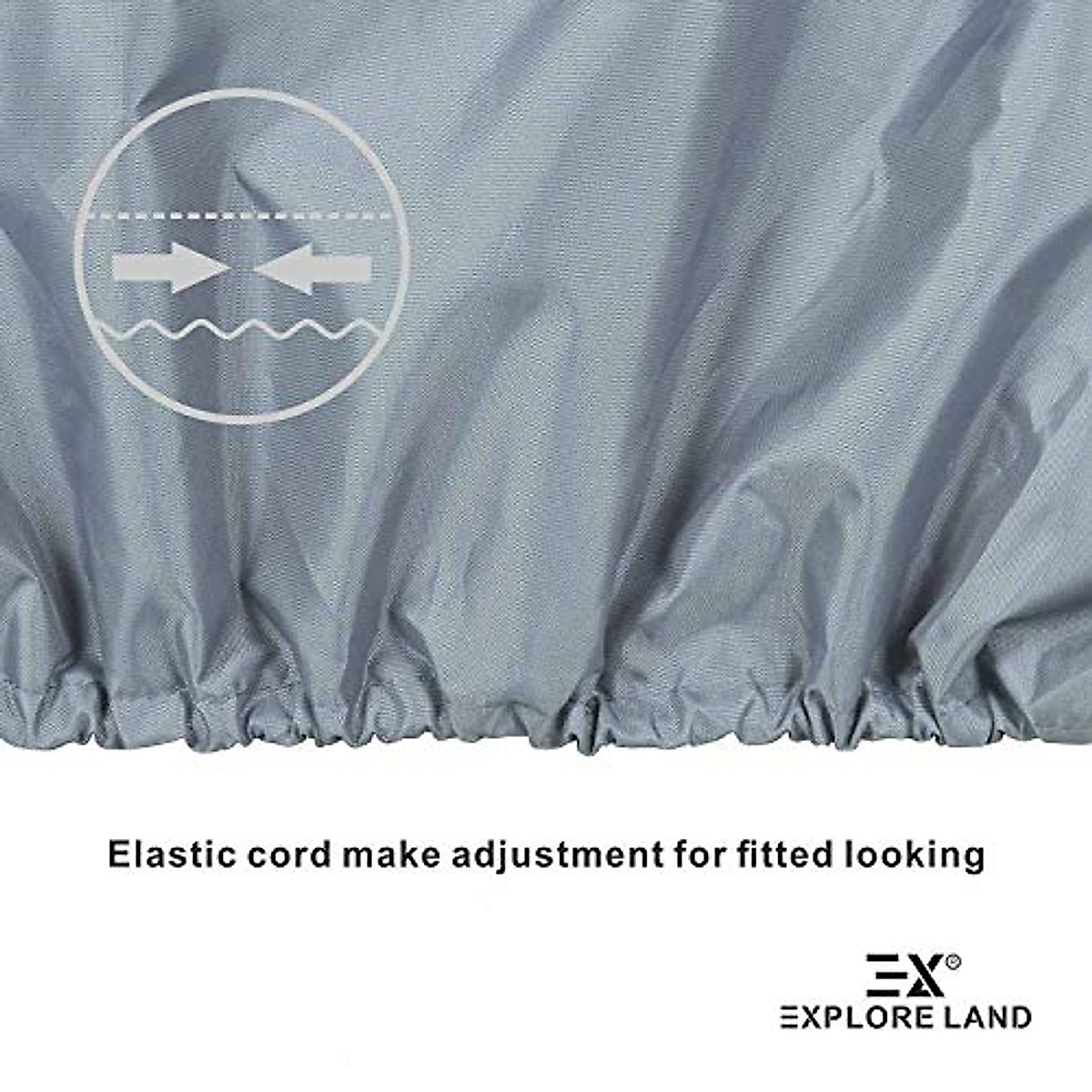 Explore Land Outboard Motor Cover - Waterproof 600D Heavy Duty Boat Engine Hood Covers - Fit for Motor 115-225 HP, Grey