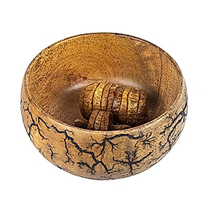 GoCraft Fractal Burn Wood Bowl, Decorative Bowl Small, 6" Diameter x 3" Height, Single Bowl
