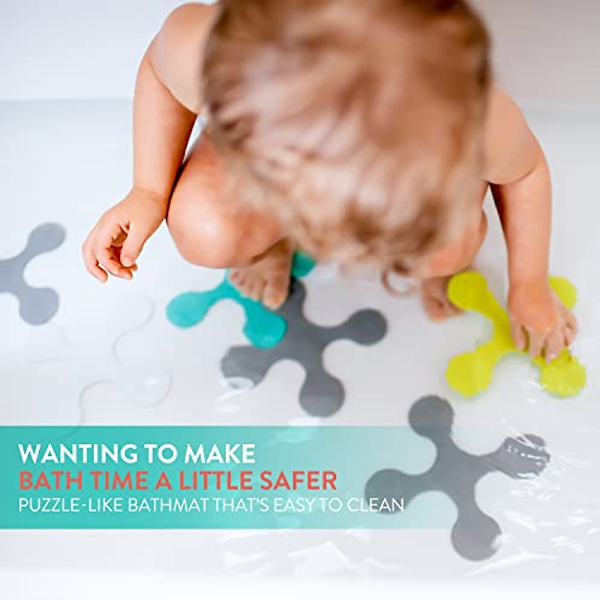 Prince Lionheart Bath Mat for Tub Baby Kids Fun Bath Puzzle Anti-Slip Waterproof Shower Mat with Suction Cups (18pcs)