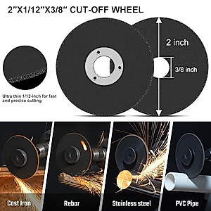 NuoDunco 2 Inch Cut Off Wheel with 1/4 Stem Mounting Mandrel for Die Grinder, W3/8" Arbor Hole Cutting Wheel for Metal & Stainless Steel Rotary Tool Drill Attachment Cutter Discs