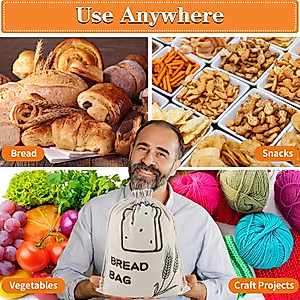 Bread Bags, 2 Pack Linen Bread Bags, Bread Bags for Homemade Bread Storage with Drawstring — Plastic Lined, Reusable Gift Bag for Housewarming, Wedding (17 × 13”)