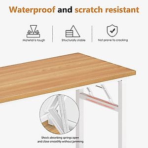 DlandHome 47 inches Folding Table Computer Desk Portable ActivityTable Conference Table Home Office Desk, Fully Assembled Teak and White DND-ND5-120TW