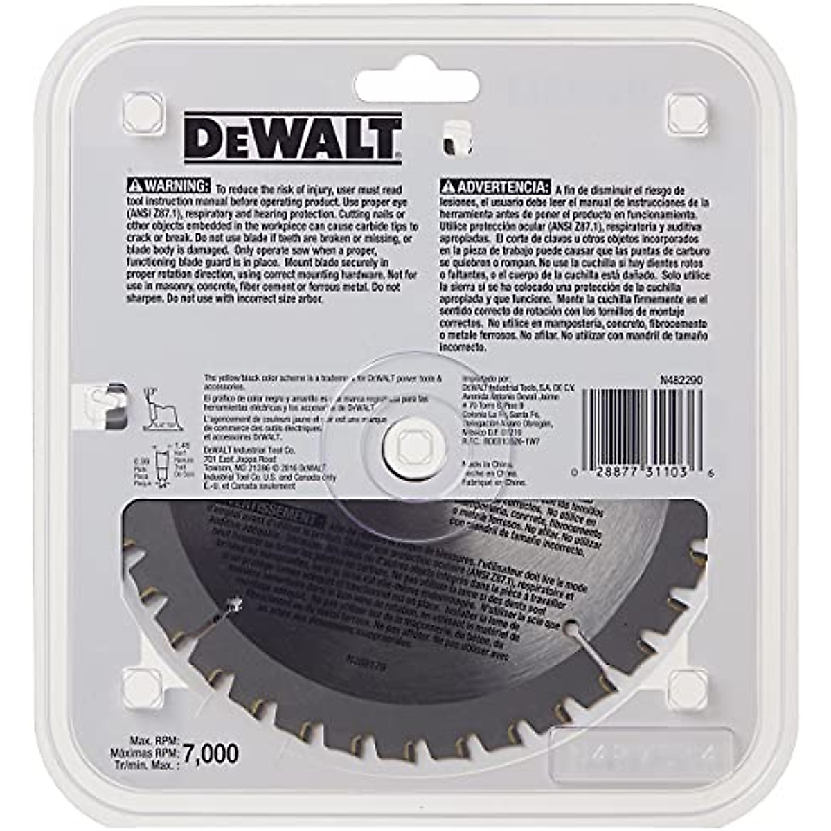 DEWALT Circular Saw Blade, 6 1/2 Inch, 36 Tooth, Aluminum Cutting (DW9152)