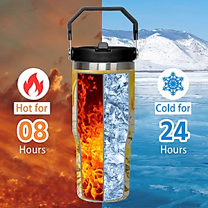 Queen Hero 30 oz Bee Tumbler with Handle, Large Insulated Tumbler with Flip & Straw Coffee Mug Cup Stainless Steel Gifts for Women Men Youth