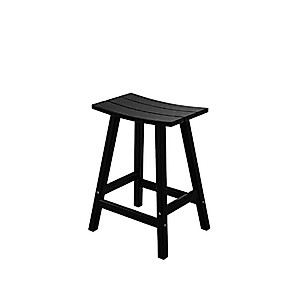 WO Home Furniture Saddle Stool 24"-Inch Adirondack HDPE Backless Patio Kitchen Counter Stool Seat (Black)
