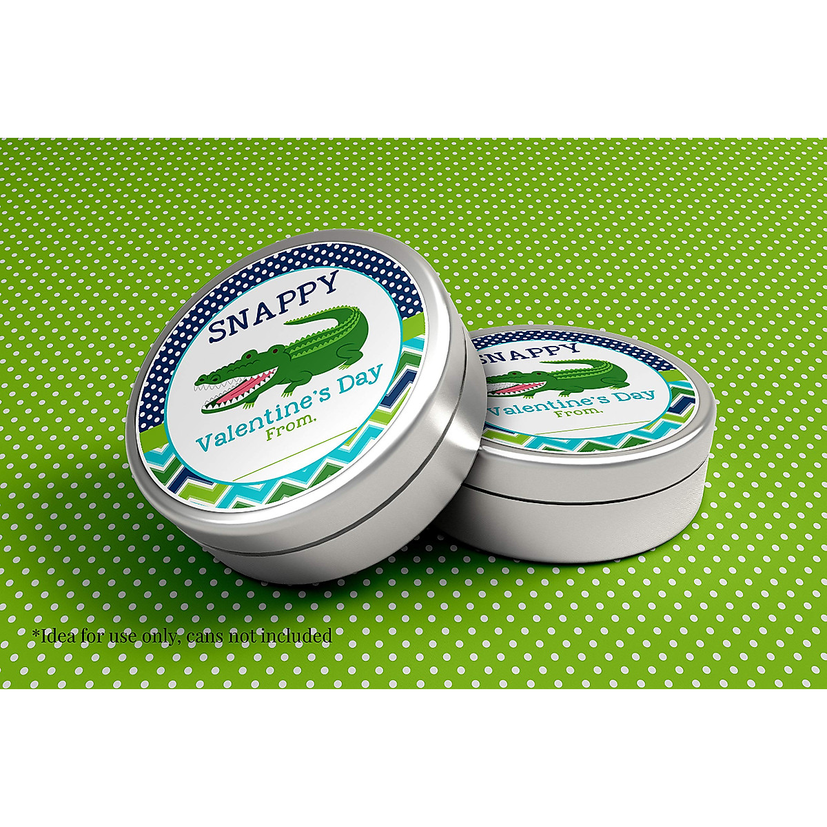 Snappy Alligator Valentine Party Favor Sticker Labels for Boys, 40 2" Party Circle Stickers by AmandaCreation, Great for Classroom Valentines, Envelope Seals, Gifts & Treats