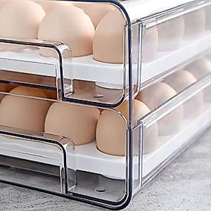 Egg Holder for Refrigerator 32 Grid Egg Basket Double Layer Egg Storage with Lids Multifunctional Food Organizer Reusable Fruit Vegetables Meal Fresh Container (Egg Container)