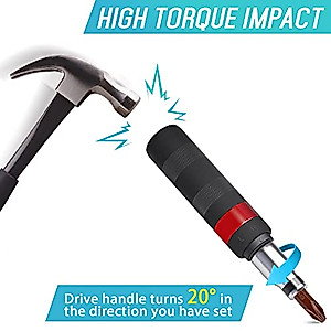 TAILUG 1/2" Hand Manual Reversible Impact Driver, 8 PCS Impact Screwdriver S2 Steel, Rusted Fasteners or Frozen Bolts Manual Impact Driver