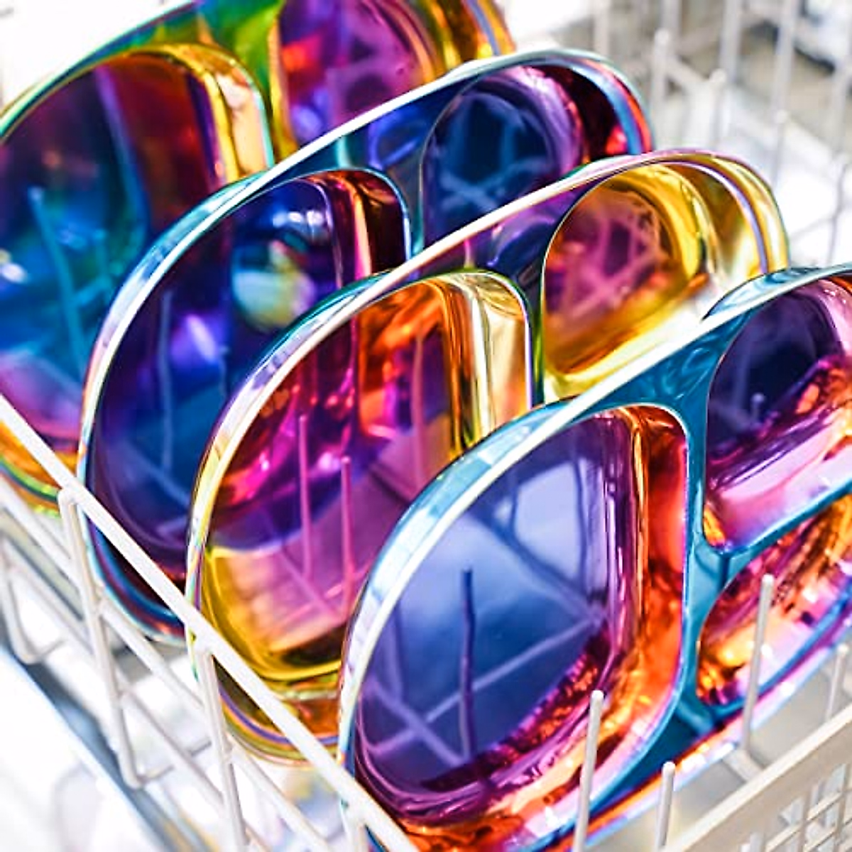 Ahimsa Stainless Steel Balanced Bites Plate | 1 x Divided Plate | Toddler Dishware | No Plastic | 100% BPA Free | Dishwasher Safe (Iridescent Blue)