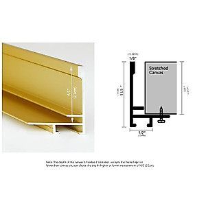 Querfun DIY Metal Floating Frame for 12X16 Canvas,0.6-0.85“/1.5-2cm Canvas Depth.Picture Art Wall Décor,Art Canvas,a Frame Kit,Cut to Pieces,No Canvas Included Light Gold