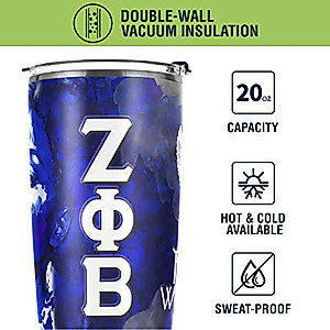 Bad Bananas BBGreek Zeta Phi Beta Paraphernalia - 20 oz Stainless Steel Coffee Tumbler - Travel Coffee Mug Insulated Tumblers - Greek Letters - Official Vendor