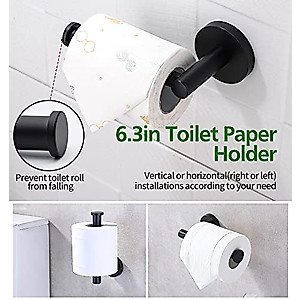 5/10/20pcs Bathroom Hardware Set, Matte Black/Brushed Nickel/Brushed Gold Bathroom Hardware Set, Including 16" Hand Towel Bars, Toilet Paper Holders, Towel Rings, Robe Towel Hooks (5pcs, Black)