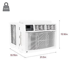 RCA 12,000 BTU 115V Window Mounted Air Conditioner & Dehumidifier with Remote Control, Window AC Unit for Apartment, Living Room, & Medium Rooms up to 450 Sq. Ft. in White