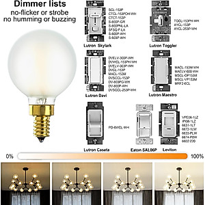 Duoled G16.5 Light Bulb LED,Dimmable Frosted led Bulb e12 g16 1/2 led Candelabra Bulb 40w led Edison Bulb,Soft White 3000K 400lm,Type G Globe Shape E12 Base for Chandelier,Vanity Light Bulbs,6 Count