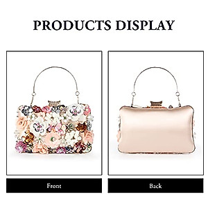LUI SUI Women Elegance Floral Evening Clutch Purse Bags Flowers Beads Wedding Tote Bags Bride Shoulder Handbags