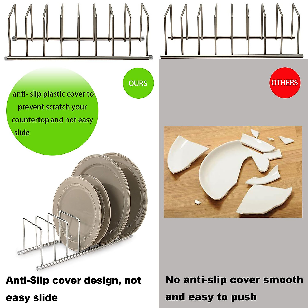 FitWell Kitchen Bakeware Organizer,Plate Racks,Rack for Plastic Lids,Cutting Boards,Cookie Sheets,Pots & Pans Holder,Compact Kitchen Storage,Cabinet Organizer