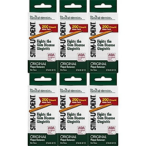 Stim-U-Dent Original, The Un-Plastic Plaque Removers, Mint-Flavored, 200 Count Box (Pack of 6)