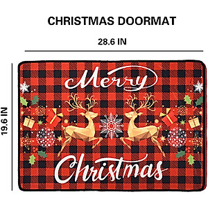 Juephe Non-Slip Christmas Rugs Christmas Mats 20 x 28.5 Inches， Holiday Rugs Winter Welcome Doormats Floor Mat for Indoor Outdoor Xmas Rug Home Garden Welcome Door mat Style 4