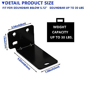 Suixing Universal Wall Mount with Hardware Kit Sound Bar Mounts Mounting Bracket Compatible Most of Soundtouch/Soundbars Home Theater System Wall Mount Brackets-Black