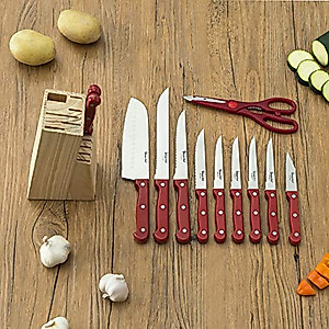 Home Basics KS44845 Block in Knife Set (13 Piece), One Size, Red