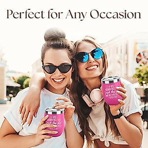 shop4ever A Wise Woman Once Said F This And She Lived Happily Ever After Engraved Insulated Stainless Steel Wine Tumbler with Lid 12 oz. Funny Divorce Retirement Feminist Gift (Pink)