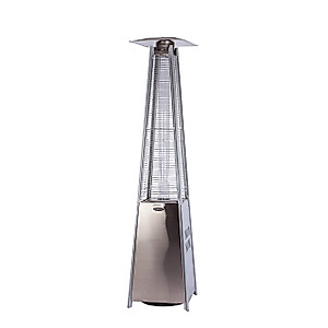 Fire Sense 60523 Pyramid Flame Patio Heater 40,000 BTU Outdoor Propane Heater Tower with Wheels - Stainless Steel