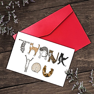 GYYsweetus Charming Cats Thank You Card, Original Lovely Card for Cat Lovers, Adorable Meow Gift for Best Friend Thank You So Much Thanksgiving Day Card