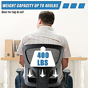 Bigroof Home Office Chair Ergonomic Mesh Desk Chair with Adjustable Lumbar Support Arms High Back Wide Seat Task Executive Rolling Swivel Chair for Big and Tall Women Men, Heavy People