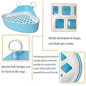 Hamiledyi Guinea Pig Potty Trainer Corner, Small Animals Triangle Plastic Litter Box, Bedding Litter Box Pee Pan Tray Toilet for Hamster Gerbil Bunny Ferret Chinchilla Hedgehog (Blue)