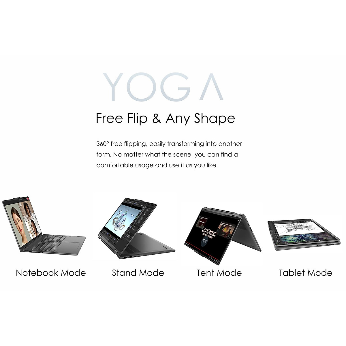 Lenovo Yoga 7i 2 in 1 Laptop - 16" WUXGA 300 Nits 16:10 Touch-Screen Laptop – Core i5-1335U - 2xThunderbolt4 - Wi-Fi6E - Backlit KB- Storm Grey Win11 Pro (16GB RAM | 512GB SSD) (16-512)