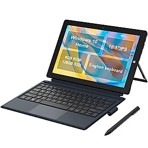 AWOW Windows 10 Tablet 10.1inch with Keyboard, Detachable 2 in 1 Laptop Touch Screen, Intel Celeron N4120, 8GB RAM 128GB ROM, 2.4G+5G WiFi, Bluetooth, HDMI, Dual Camera