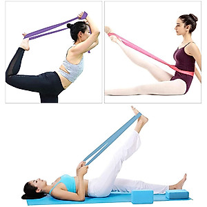MEISONG Yoga Blocks 2 Pack Set - (Yoga Block with 1 Yoga Strap) High Density Soft EVA Foam Block for Yoga, General Fitness, Pilates, Stretching and Toning Workouts