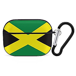 YouTary Jamaican Flag Pattern Apple Airpods pro Case Cover with Keychain, AirPod Headphone Cover Unisex Shockproof Protective Wireless Charging Headset Accessories
