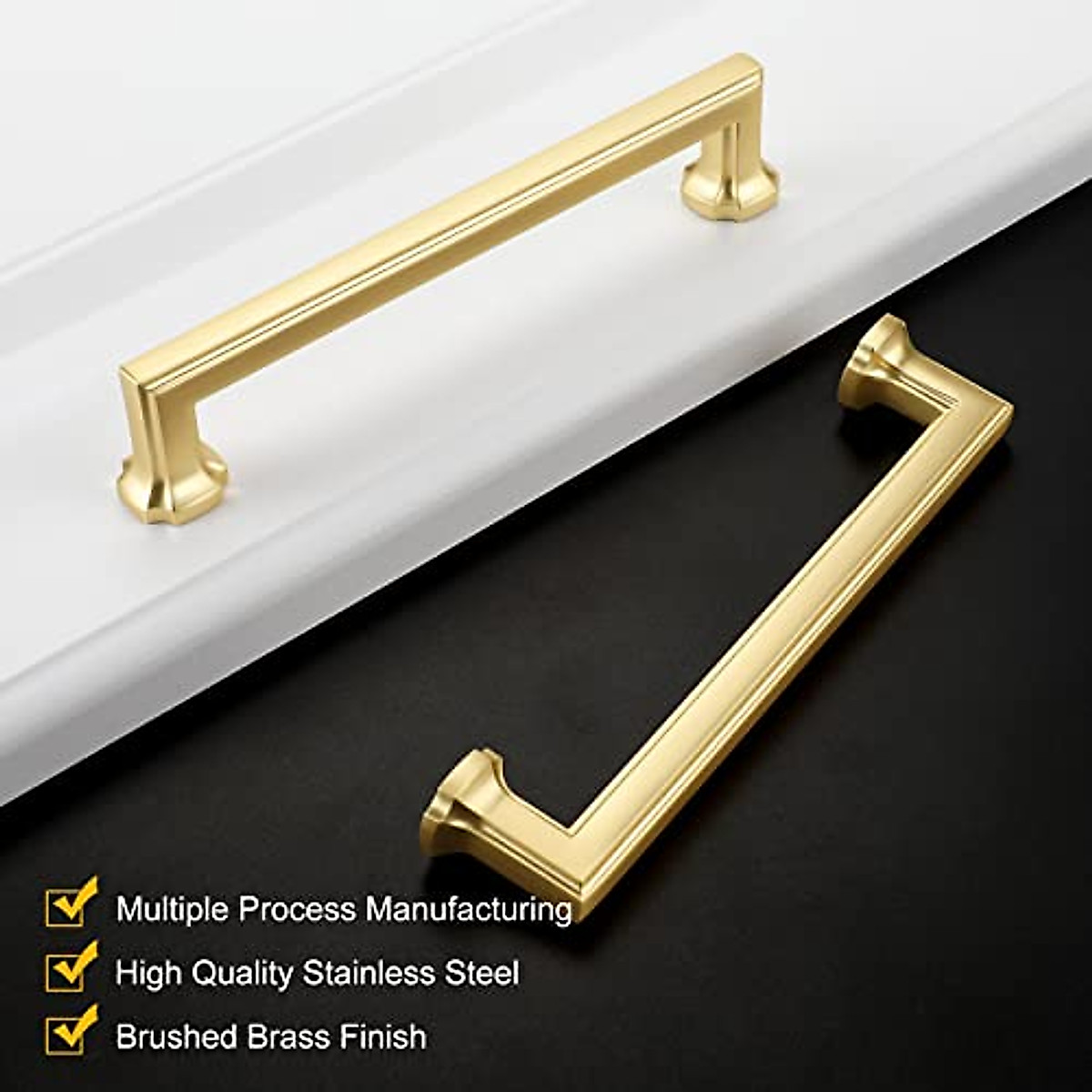 goldenwarm 5 Pack Brushed Gold Cabinet Handles 3-3/4 inch Drawer Pulls Hardware Pull for Kitchen Bathroom Cupboard Dresser