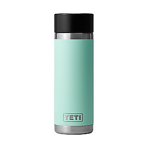 YETI Rambler 18 oz Bottle, Stainless Steel, Vacuum Insulated, with Hot Shot Cap, Seafoam