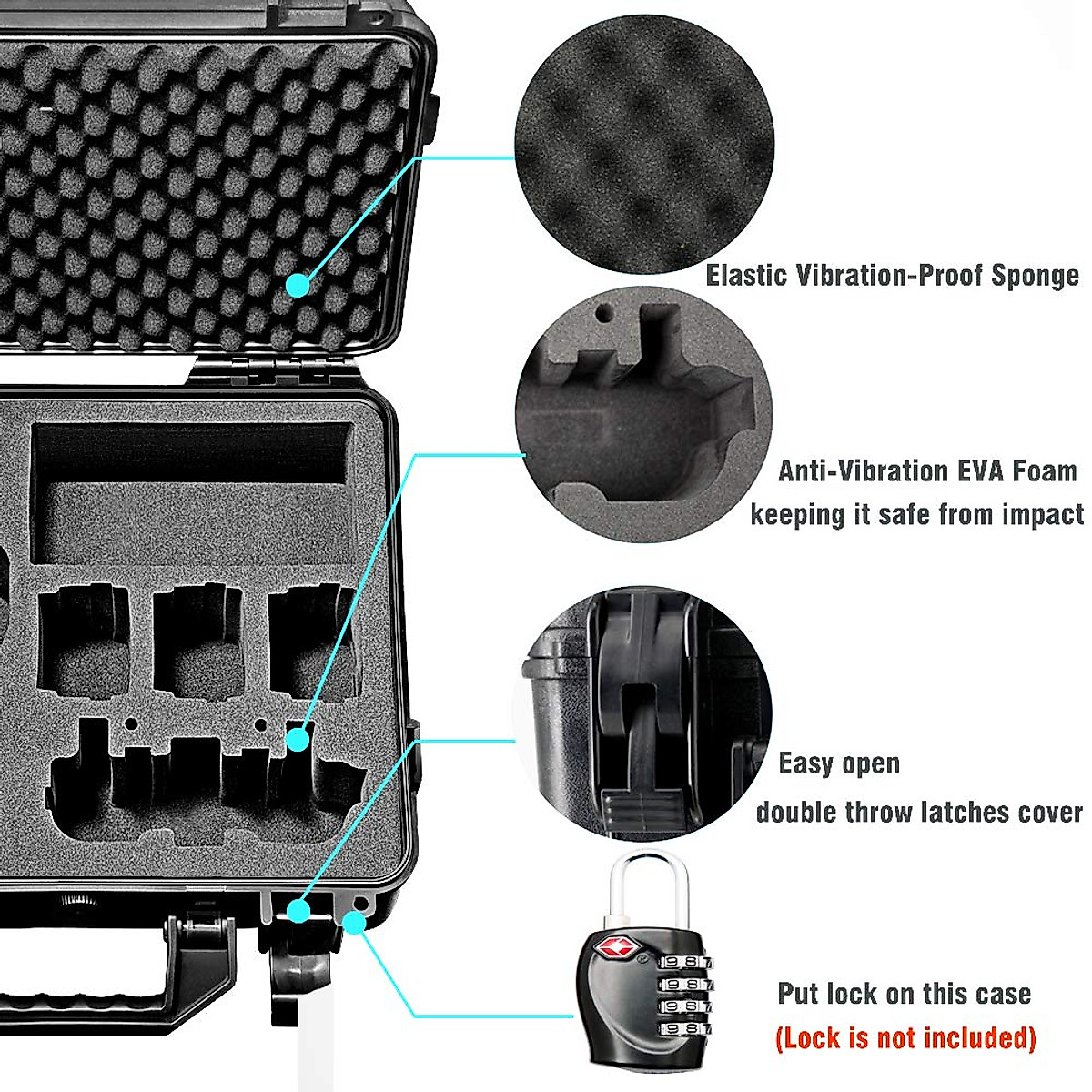 Lekufee Waterproof Carrying Case Compatible with DJI Mavic 2 Pro Combo and More DJI Mavic 2 Drone Accessories(Case Only)
