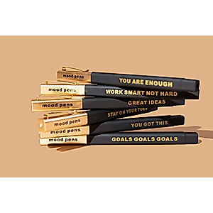 Mood Pens™ Premium Ballpoint Pens, Back-to-School, Smooth & Comfortable, Medium Point, Refillable, 1.0mm, Black Ink, Positive Thoughts for Mental Health (12)
