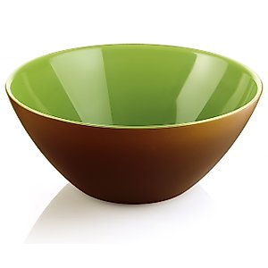 Guzzini My Fusion Large Bowl, BPA-Free Shatter-Resistant Acrylic, 9-3/4 inch Diameter, Ideal for Serving Main Dishes, Salads and Snacks, Mocha, Kiwi