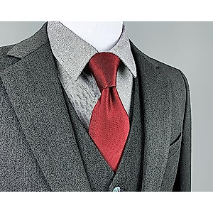 S&W SHLAX&WING Solid Color Red Wedding Silk Neckties for Men Classic Tie 57.5 inches