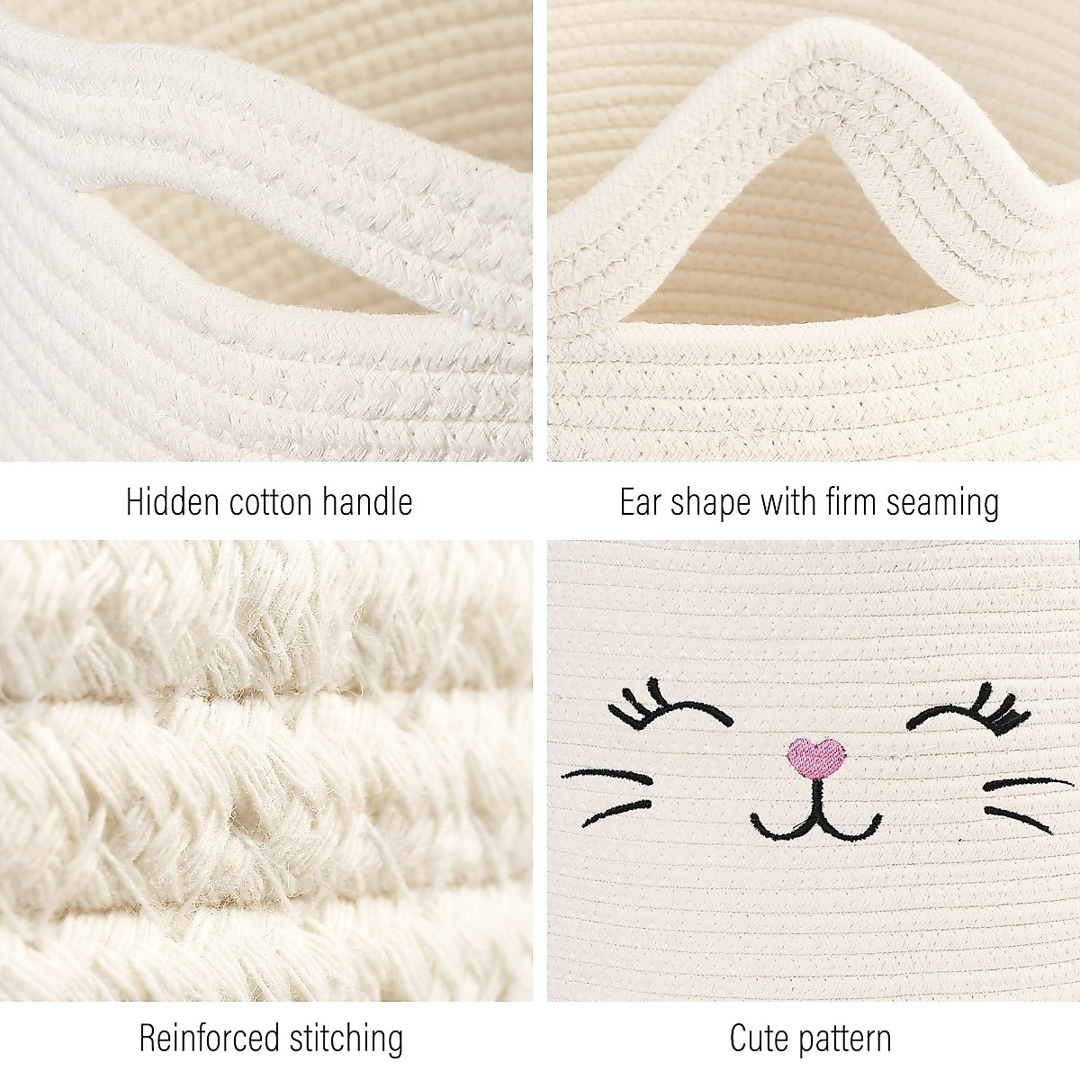 LotFancy Dinosaur Basket for Boys, Cotton Rope Storage Basket for Kids, with Handles, Pets Cats Dogs Toy Holder Container, 15.7x13'' H Cute Animal Laundry Hamper