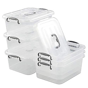 Jekiyo 6 Packs Latch Storage Box, Plastic Container Bin with Lid, 8 L