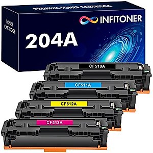 INFITONER 204A Toner Cartridges 4 Packs Compatible for HP 204A CF510A CF511A CF512A CF513A for HP Color Pro M180 M181 M180n M181fw M154nw M154a M154 Series Printer Ink ( Black Cyan Yellow Magenta )